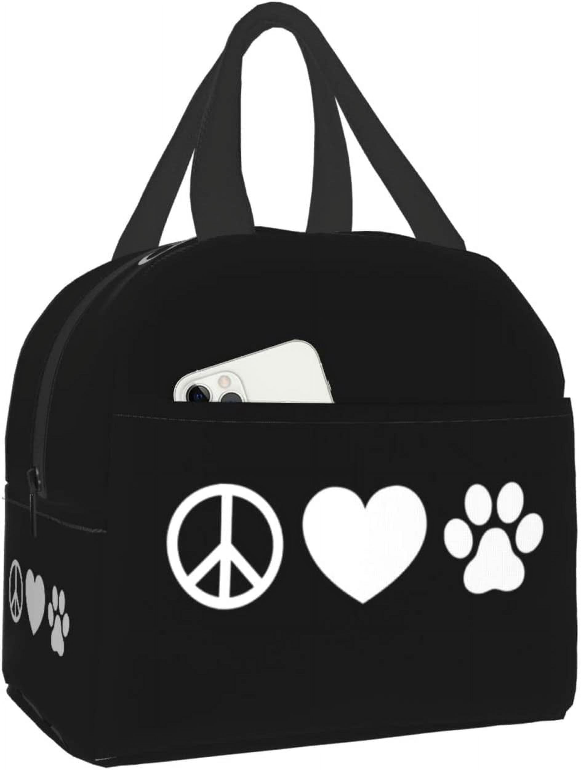 Lunch Bag Peace Love Paw Insulated Lunch Box Cooler Thermal Waterproof ...