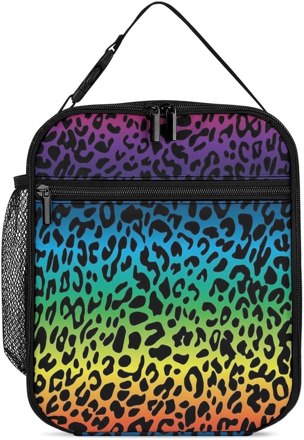 Lunch Bag for Rainbow Colorful Leopard Print Flannel Food Container ...