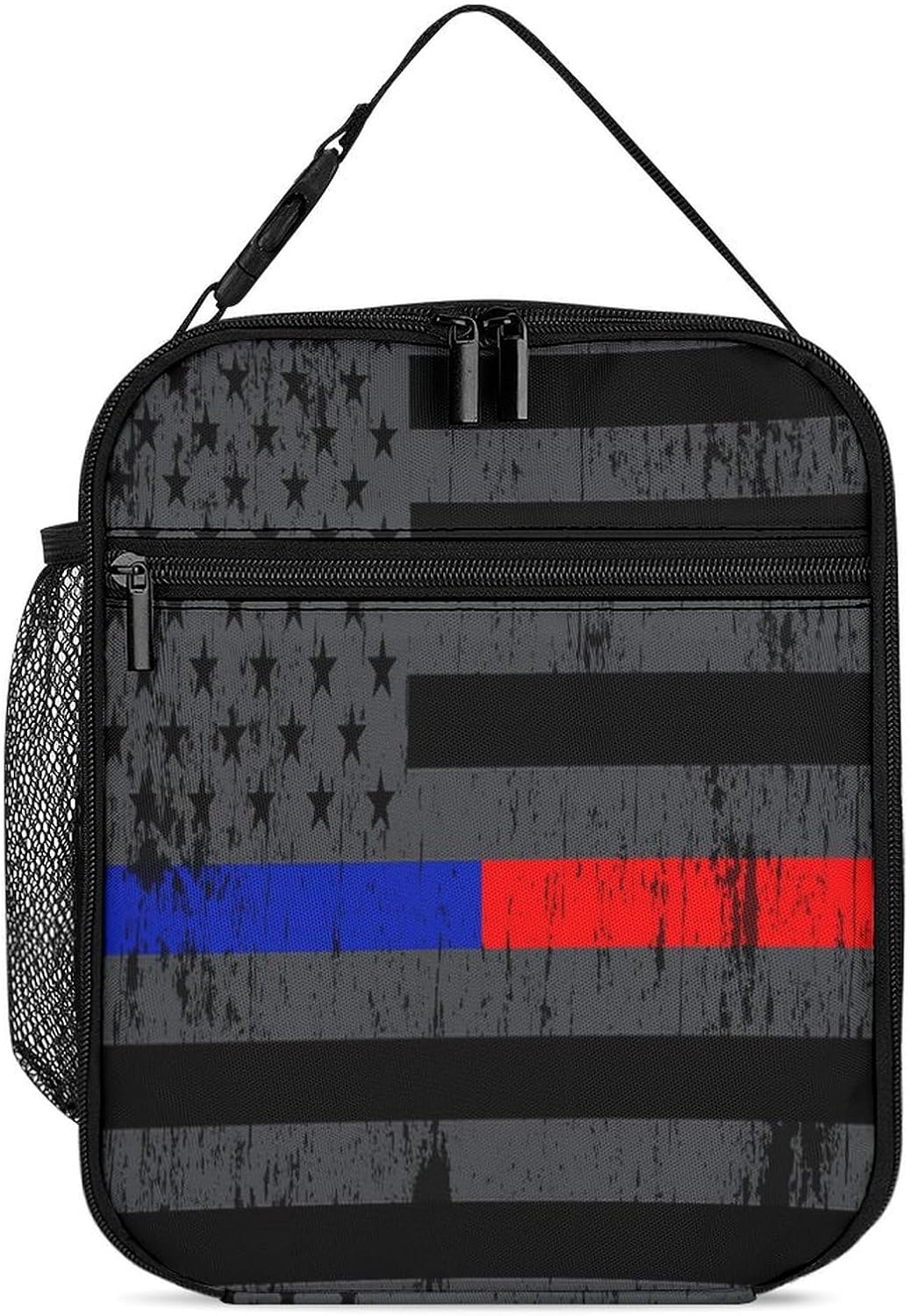 Lunch Bag for Thin Red Blue Line Vintage Retro American Flag Gourmet ...