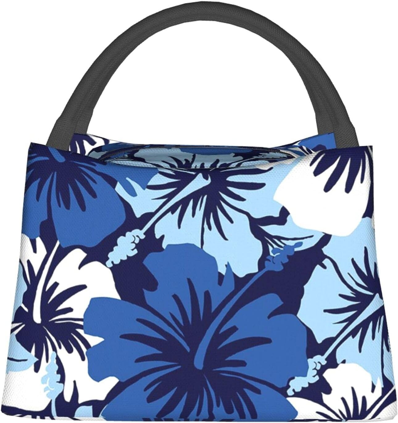Lunch Bag With Reinforced Handle Insulated Tote Bag Blue Hibiscus ...