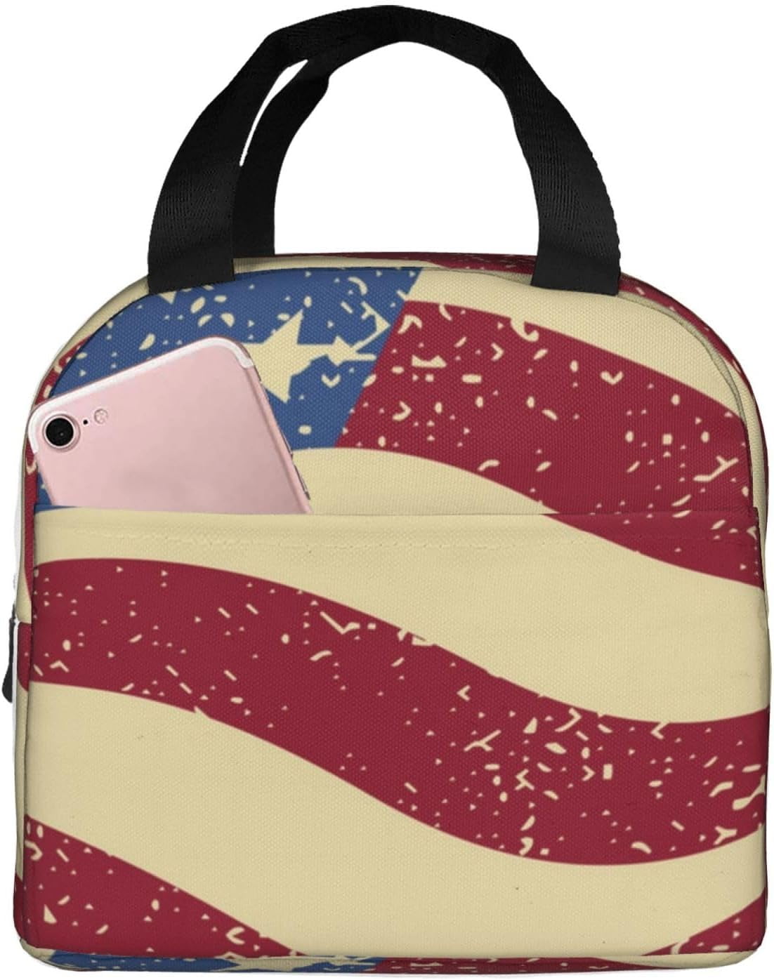 Lunch Bag Women Insulated Vintage Retro American Flag Water-Resistant ...