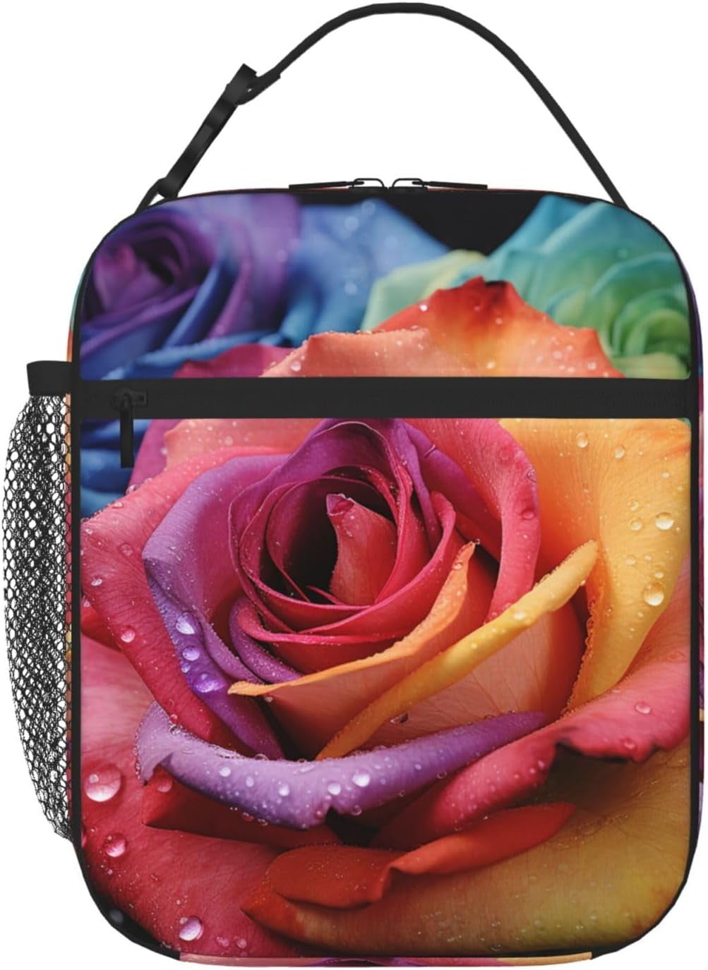 Lunch Bag for Women Men Colorful Red Rose Insulated Lunch Box Large ...