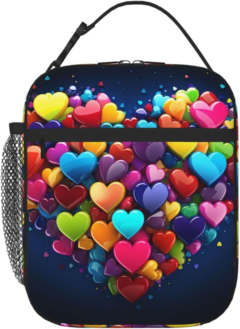 Lunch Bag for Women Men colourful heart Insulated Lunch Box Large ...
