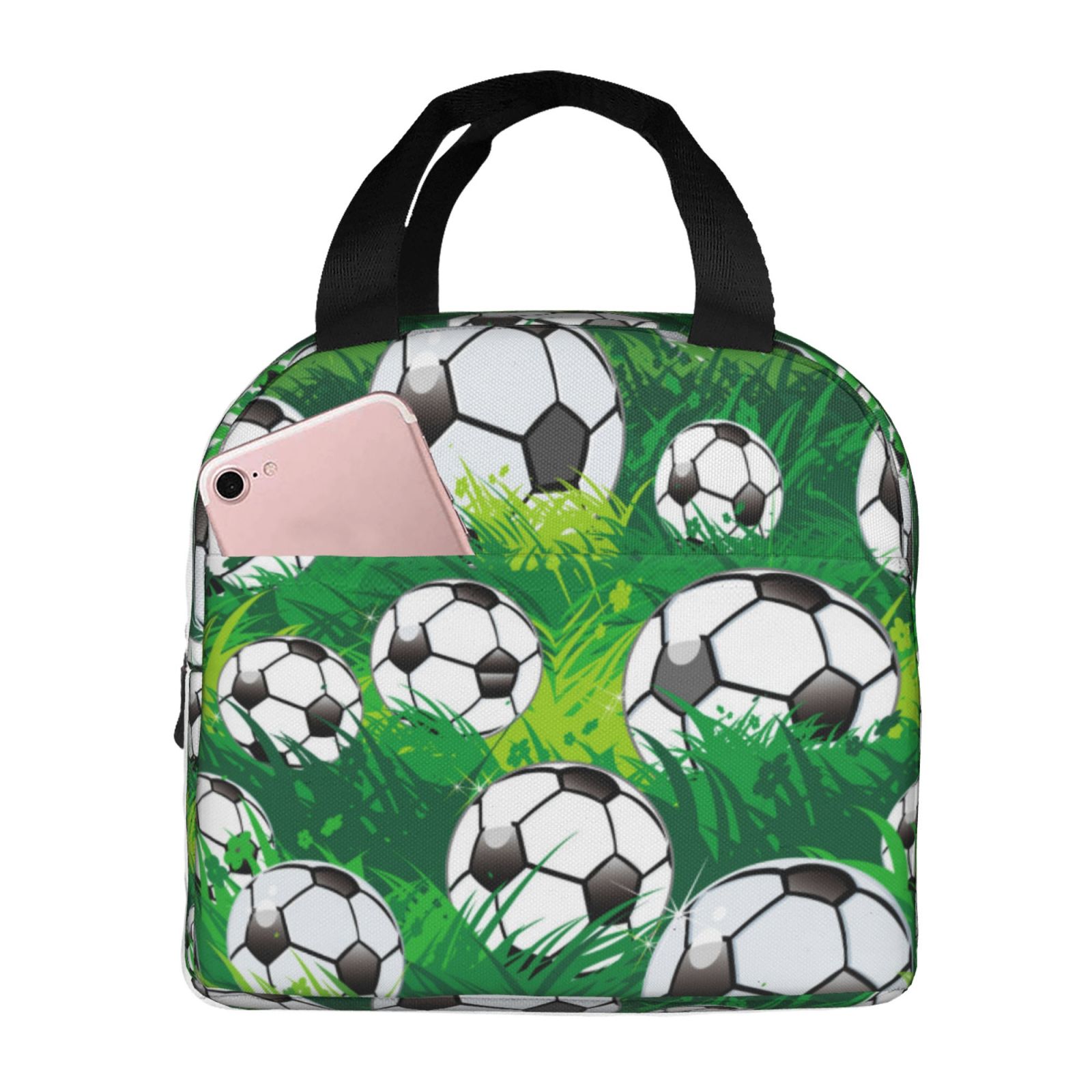Lunch Bag Women Men - soccer Football ball green grass Cute Lunch Box ...