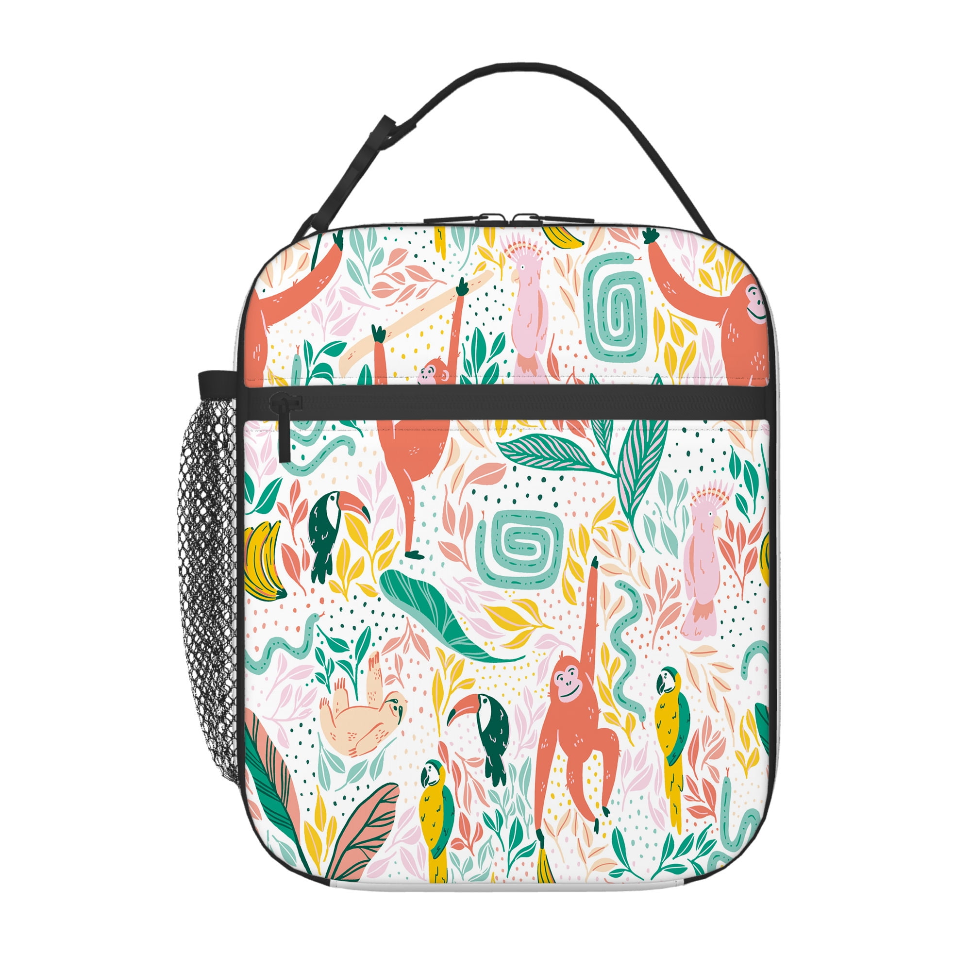 Lunch Bag for Men Women Tropical Birds Orangutan And Sloth Monkeys With ...