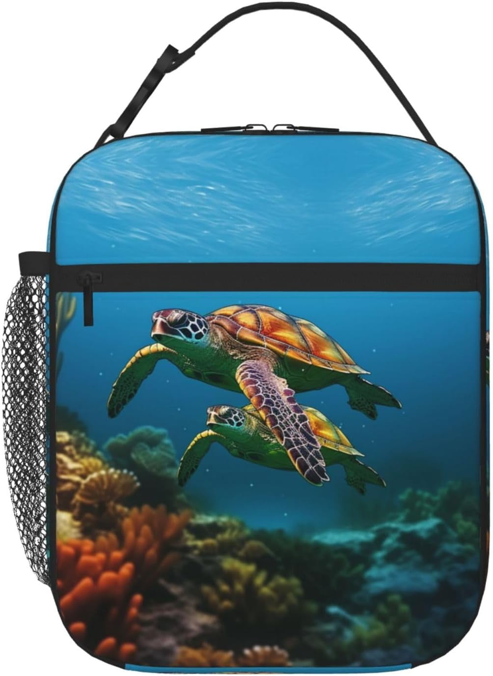 Lunch Bag for Men Women Two sea turtles swimming together on the seabed ...