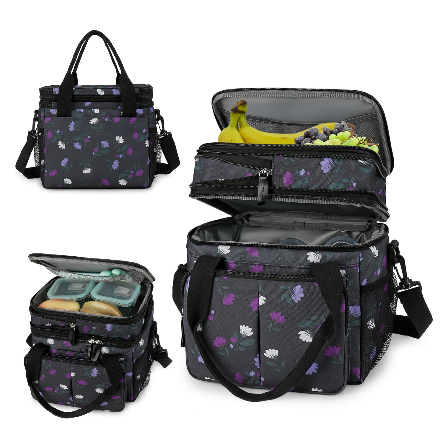 Lunch Bag for Women Men Double Deck Expandable Lunch Box,Large Lunch ...