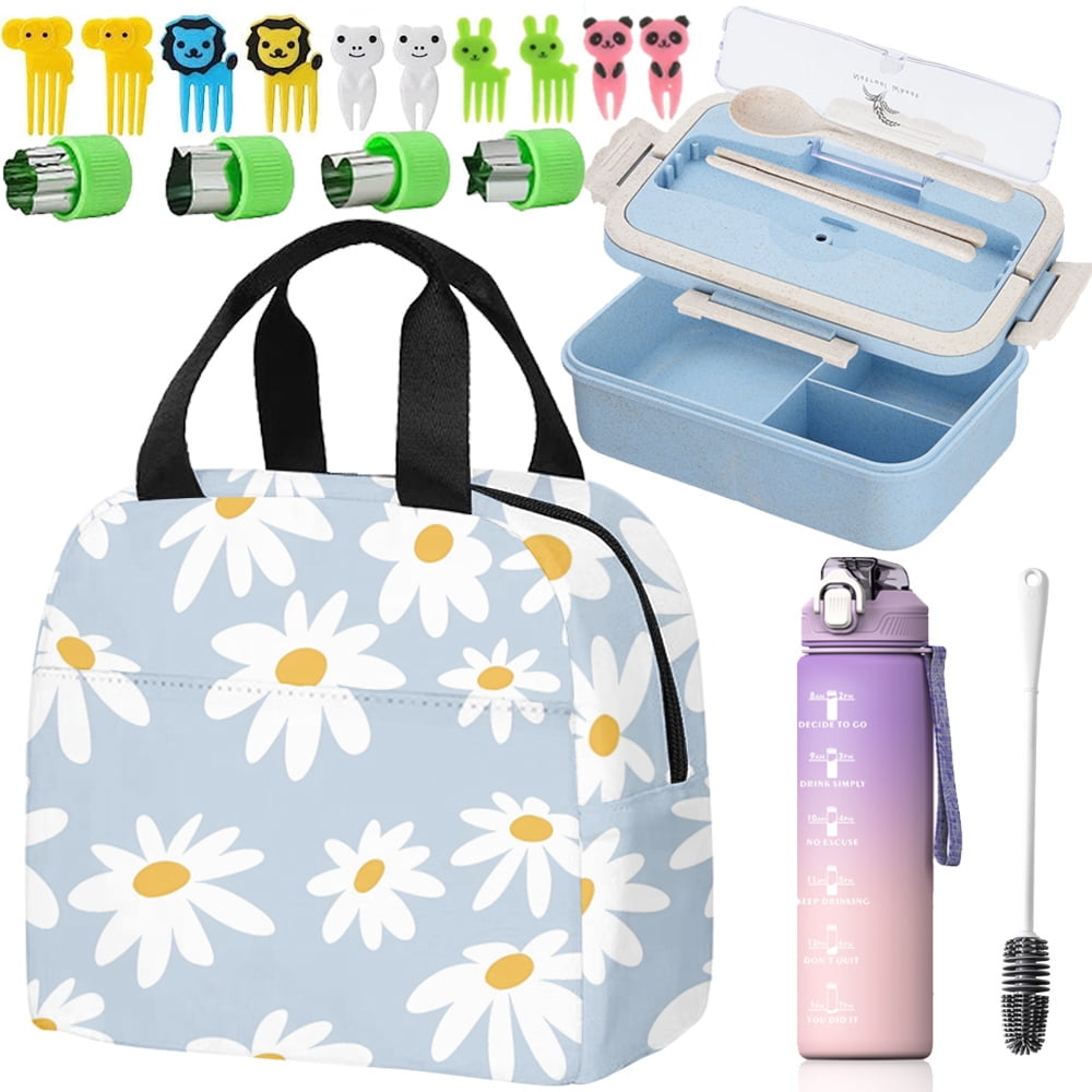 Lunch Bags Little Daisy Flower Lunch Box Tote Bags with Water Cup for ...