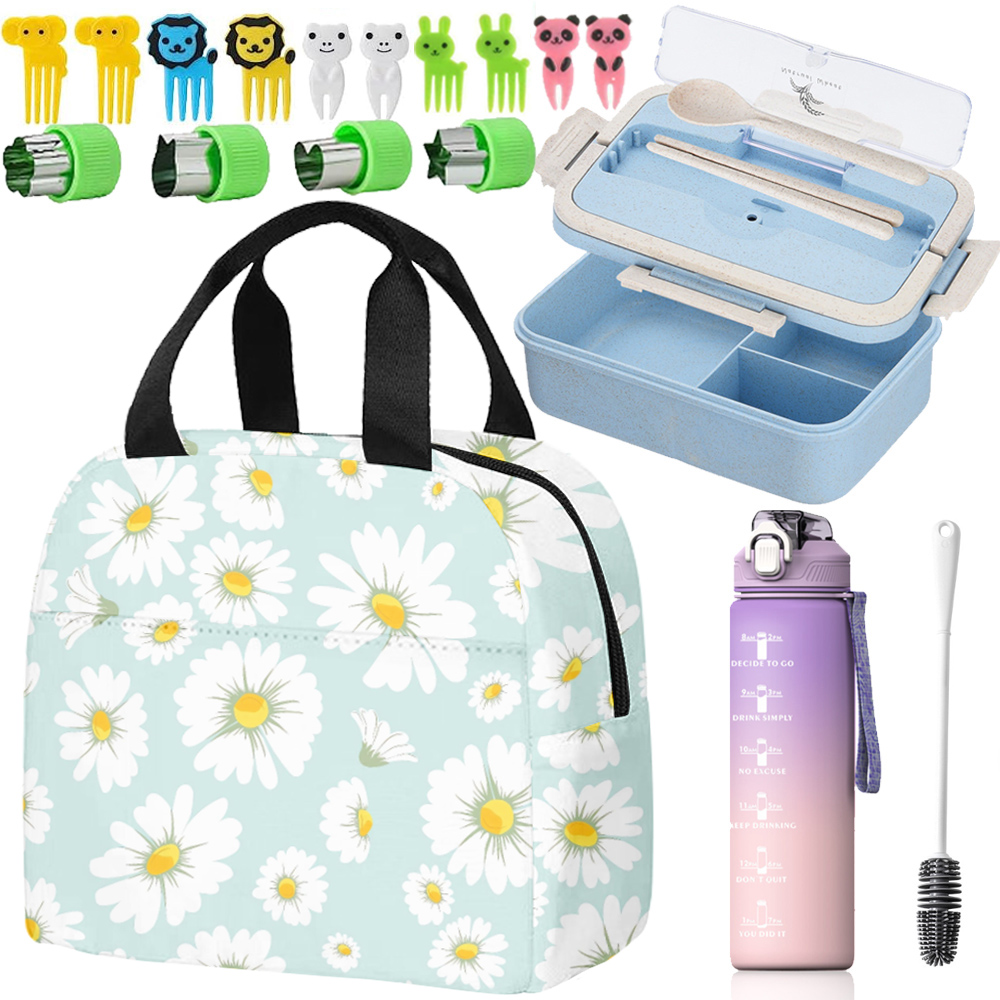 Lunch Bags Little Daisy Flower Lunch Box Tote Bags with Water Cup for ...