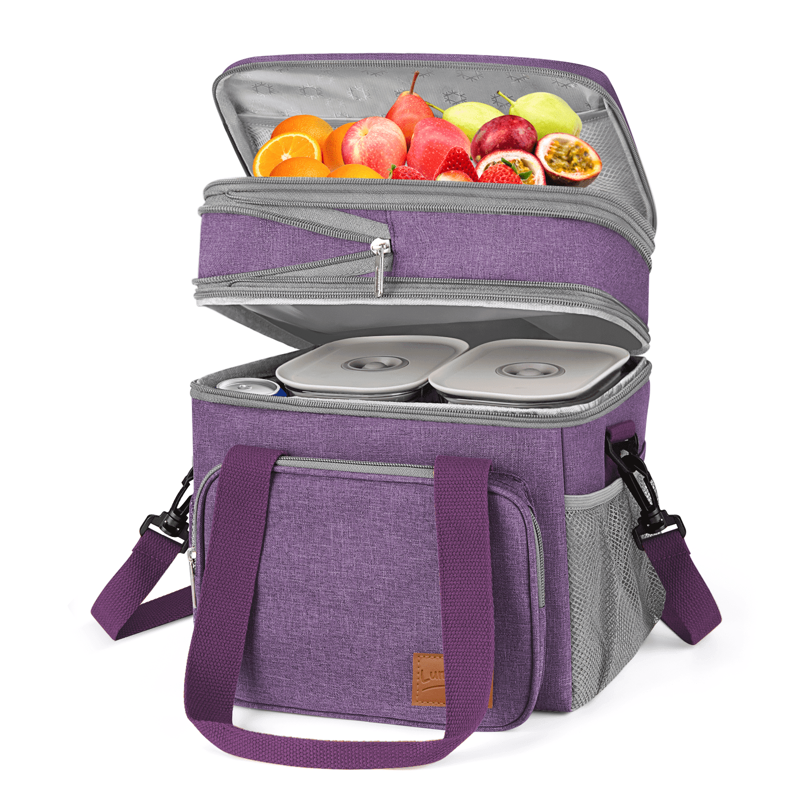 Insulated Lunch Bag, 17L Reusable, Leakproof, Double Deck with ...