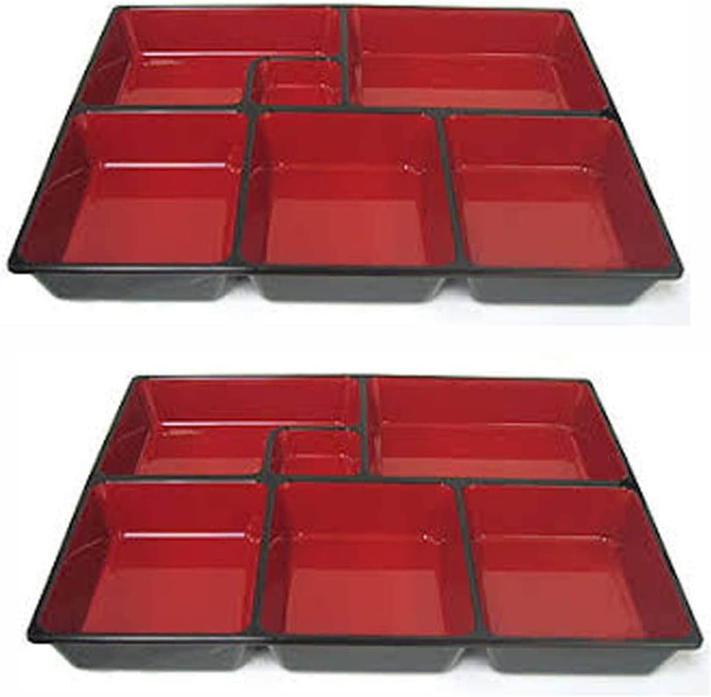 Lunch Bento Box Japanese Traditional Plastic Lacquered 6 Compartments ...