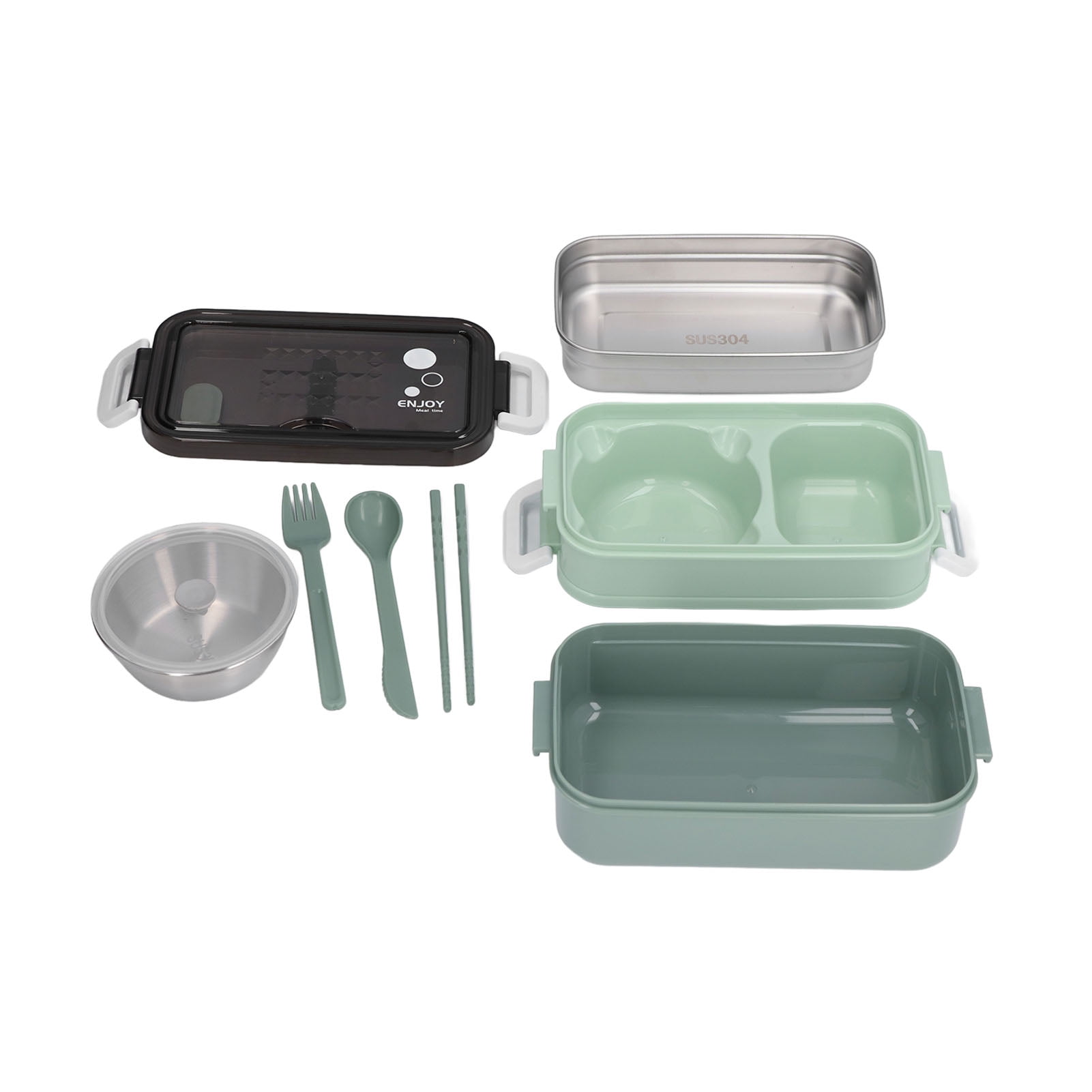 Lunch Box 2 Tier Stackable Container Folding Buckle Stainless Steel ...