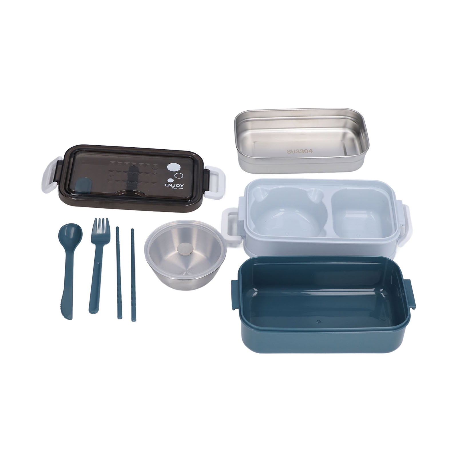 Lunch Box 2 Tier Stackable Container Folding Buckle Stainless Steel ...