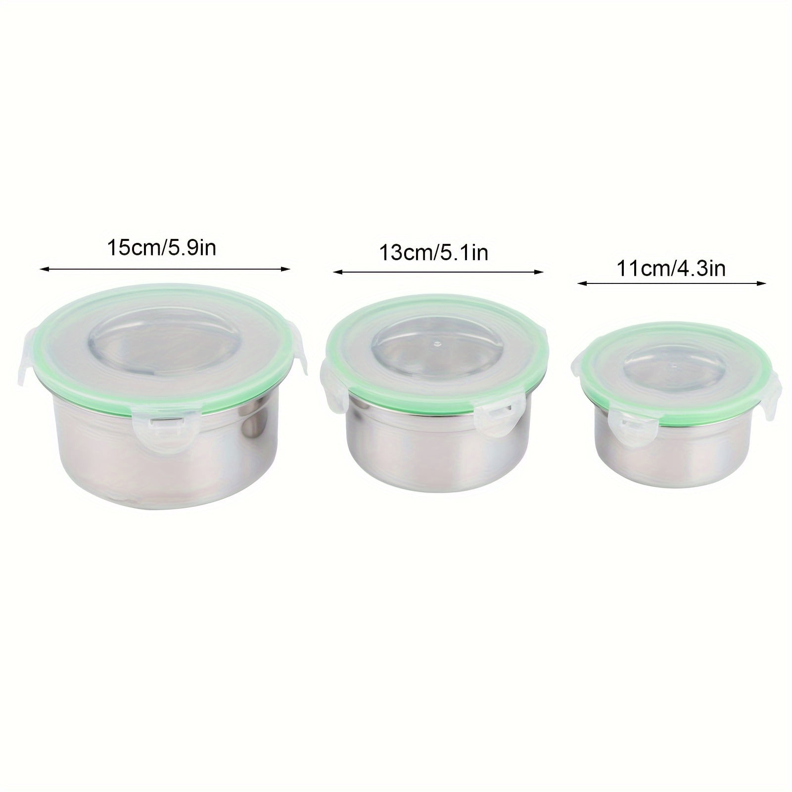 Lunch Box 3Pcs/Set Fridge Storage Box 304 Stainless Steel Sealed ...