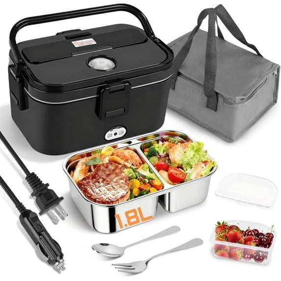 Lunch Box 80W for , 1.8L Lunch Warmer with 2 Compartments for //Work ...