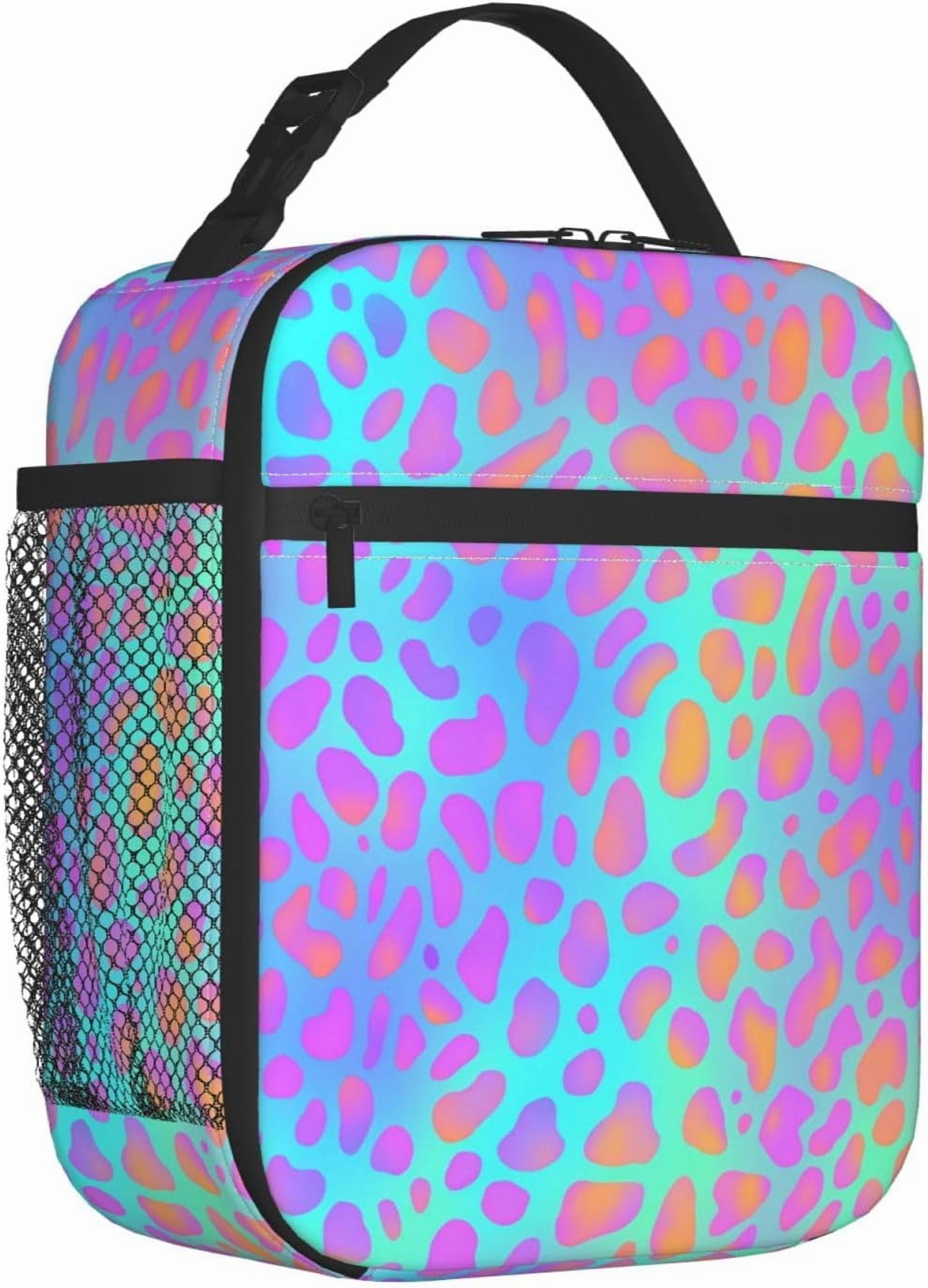 Lunch Box for Adult Women Men Insulated Lunch Bag Rainbow Leopard Print ...