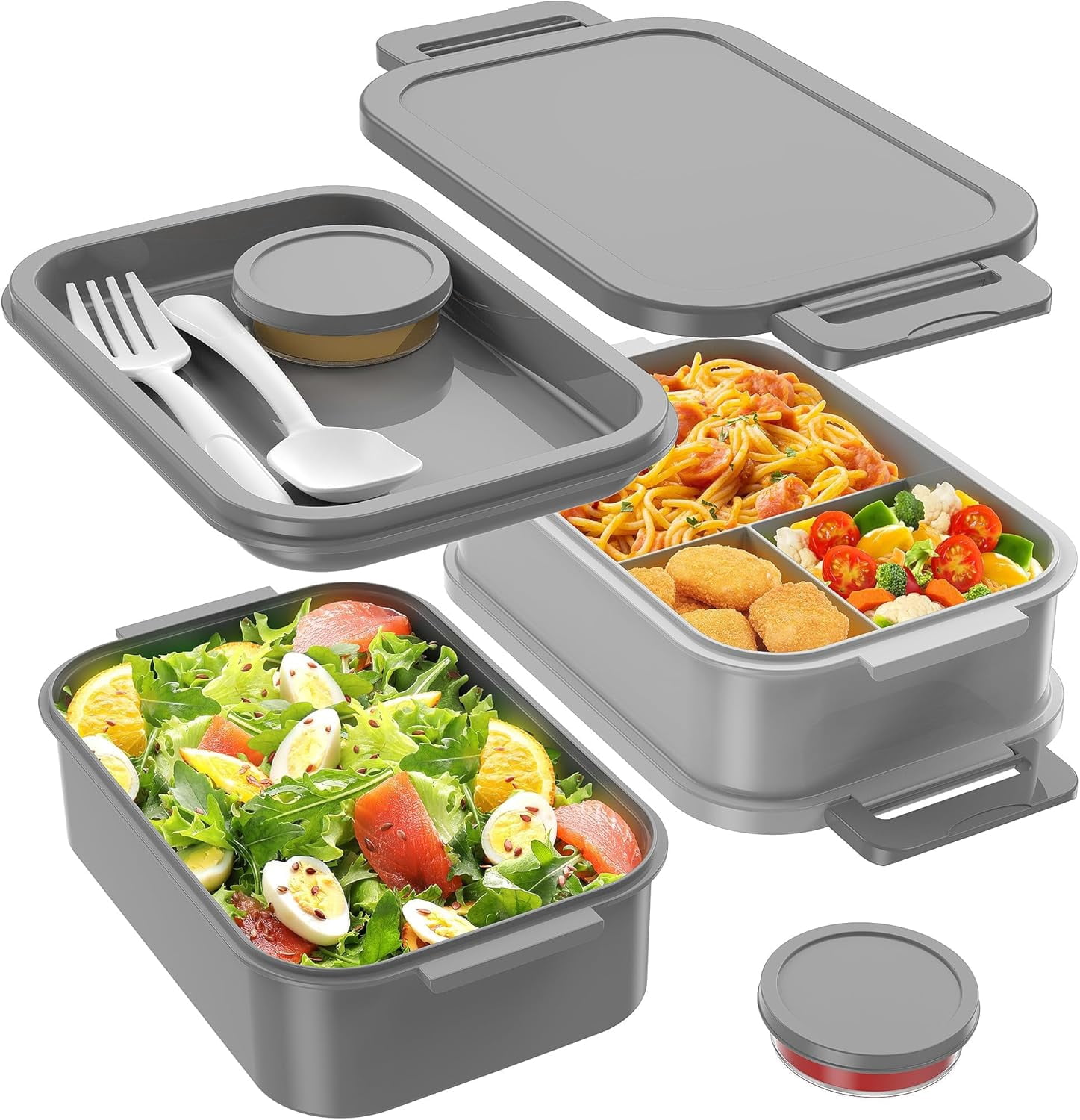 Lunch Box for Adults - 72 oz Stackable Lunch Box for Adults, 3-Tier All ...