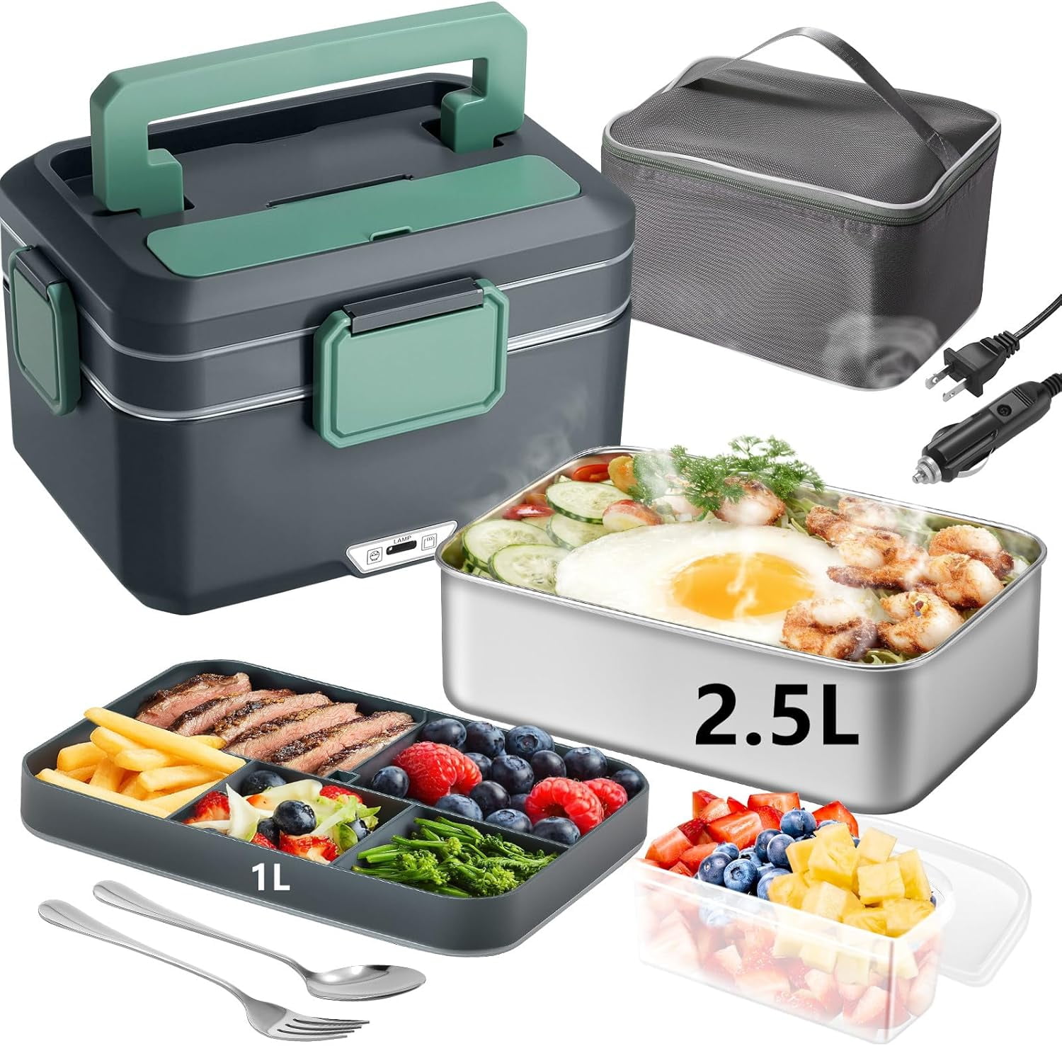 Lunch Box for Adultss 90W 3.5L 2-Layer Portable Heated Lunch Box for ...