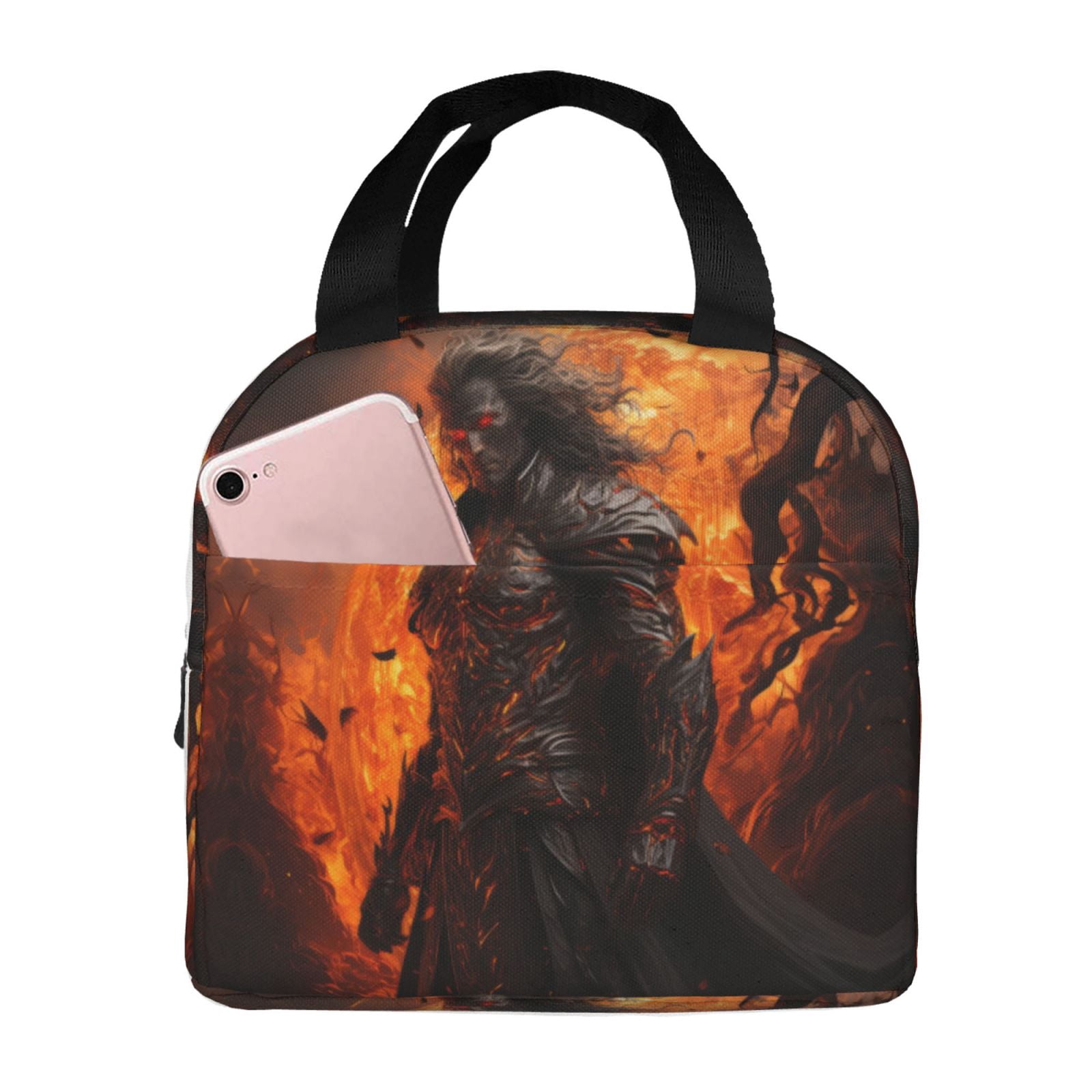 Lunch Box Bag for Women Men, Angry Fireball Flame Warrior Insulated ...