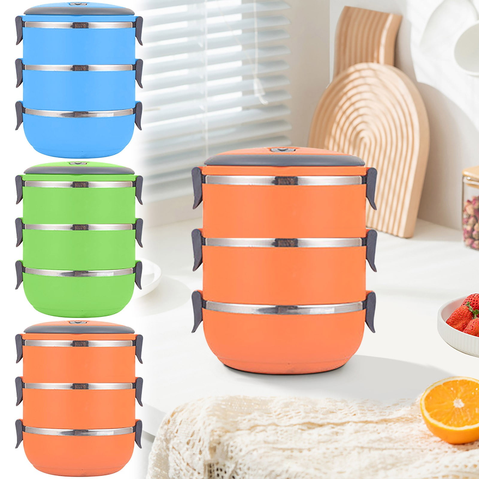 Lunch Box Bento Box Double-layer Portable Lunch Containers Circular ...