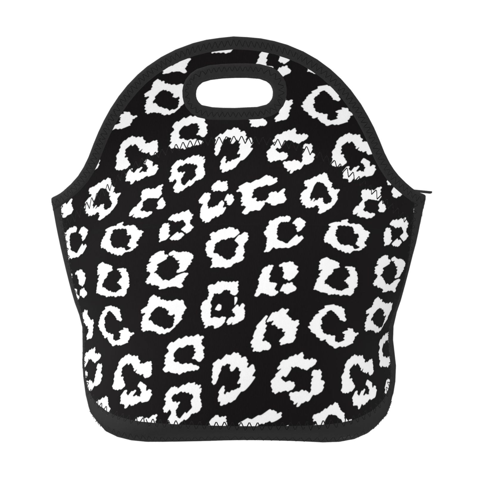 Lunch Box Black leopard print Neoprene Lunch Tote Bag for Women Men ...