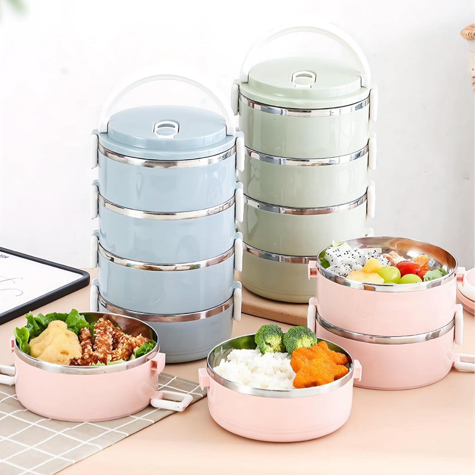 Lunch Box, Double-Layer Stainless Steel Thermal Food Container ...