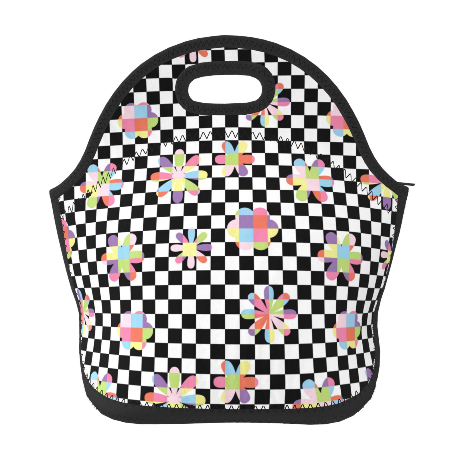 Lunch Box Floral Flower Checkerboard 90s Y2K Neoprene Lunch Tote Bag ...