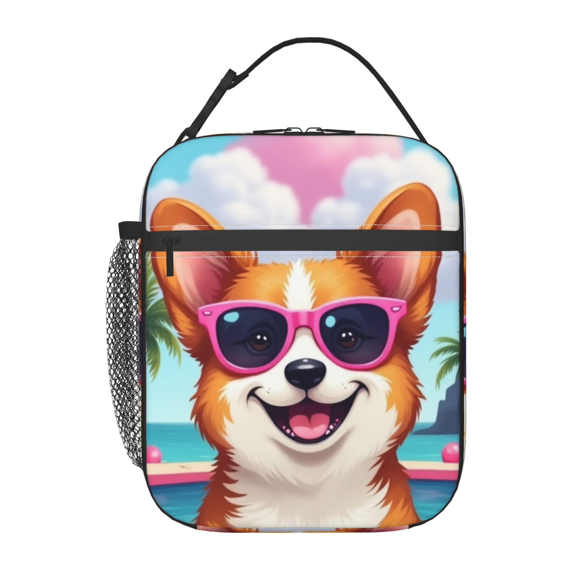 Lunch Box For Adults Lunch Bag Cooler Tote Corgi Dog In Swimming Pool ...