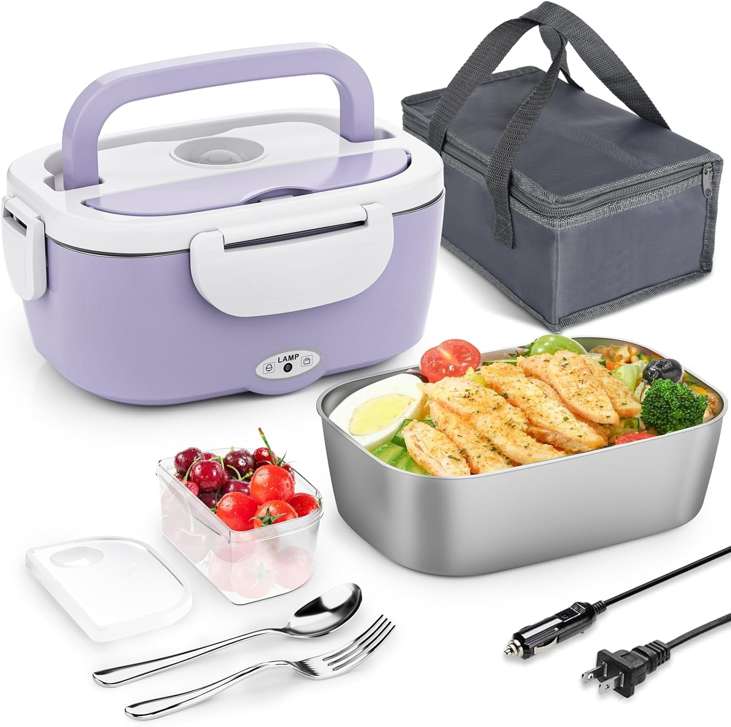 Lunch Box Heater - 3 in 1 Portable Leakproof Heated Lunch Box for ...