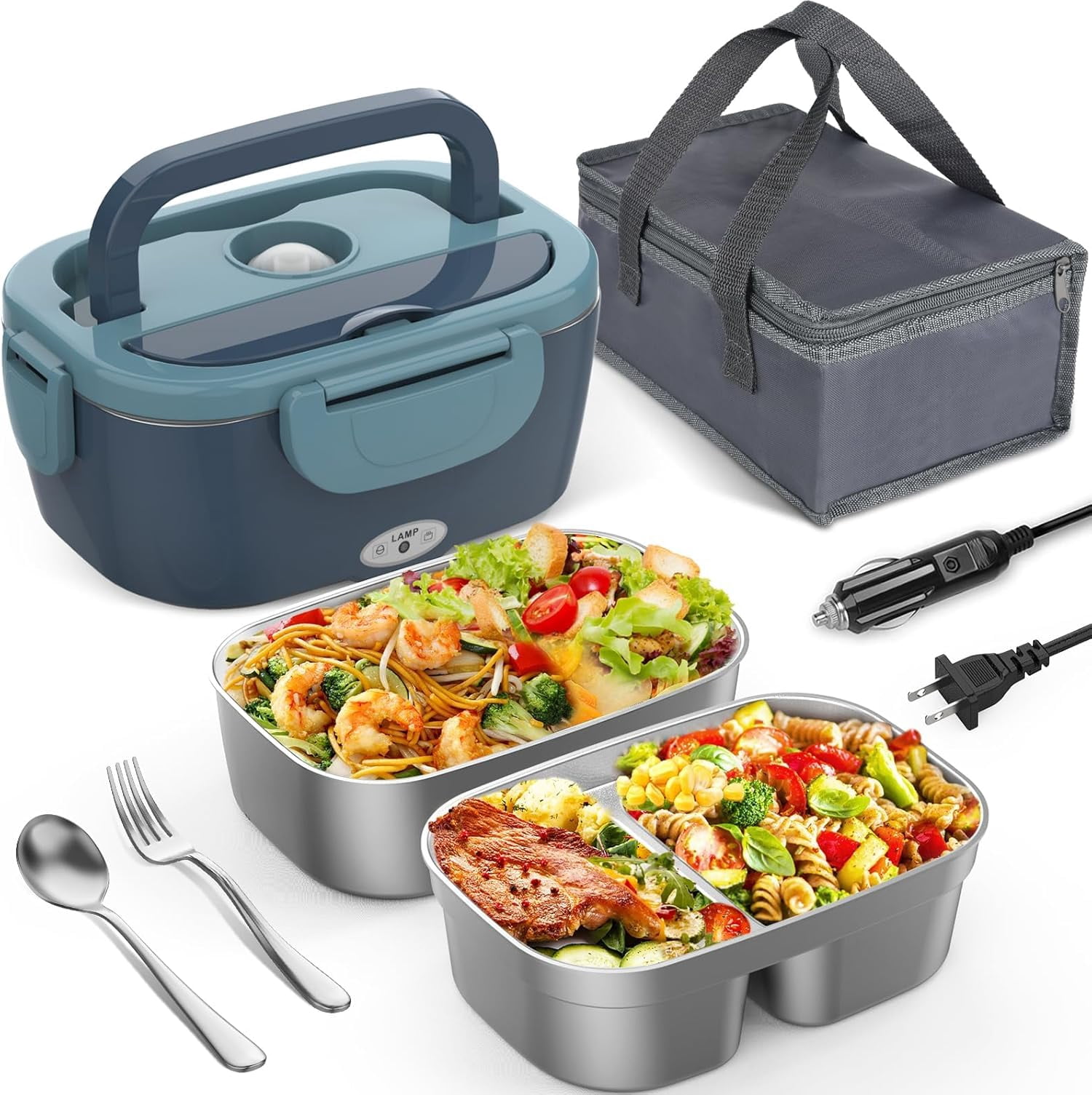 Lunch Box for Men/Women 80W Heated Lunch Box for , 12V 24V 110V 220V ...