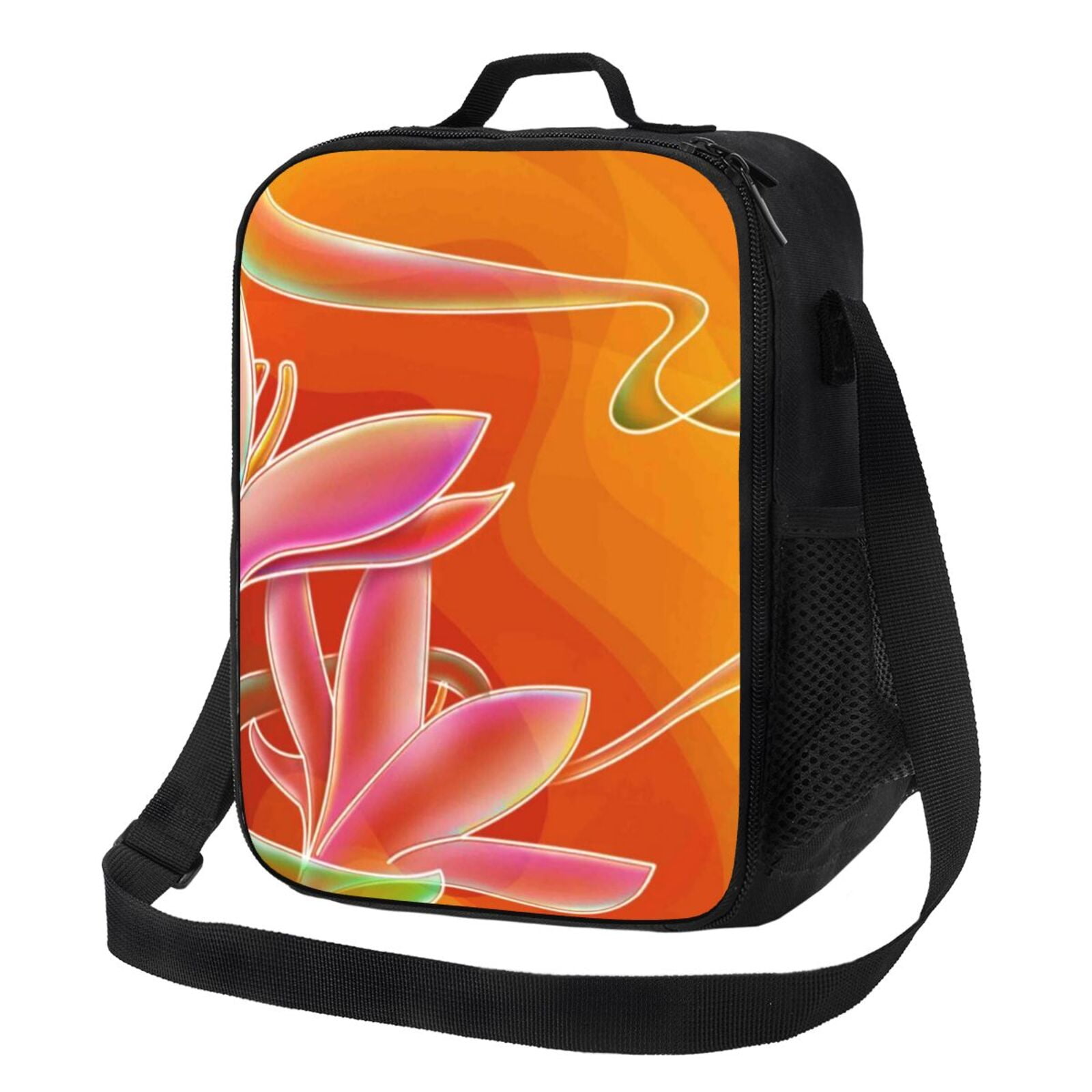 Lunch Box for Men Women Kids - Orange Flower Psychedelic Insulated ...