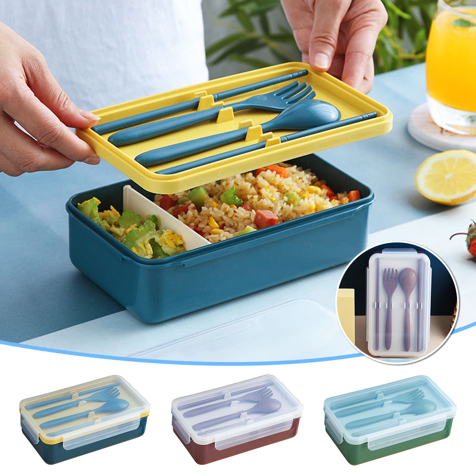 Lunch Box, Stackable 3 Layers Containers, Portable 94OZ Large Capacity ...