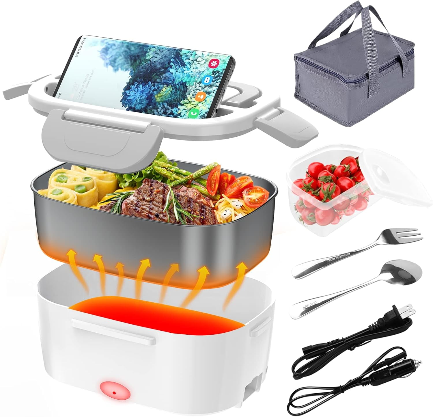 Lunch Box, Warmer Heater 12V 24V 110V, 80W Heated Lunch Box for ...