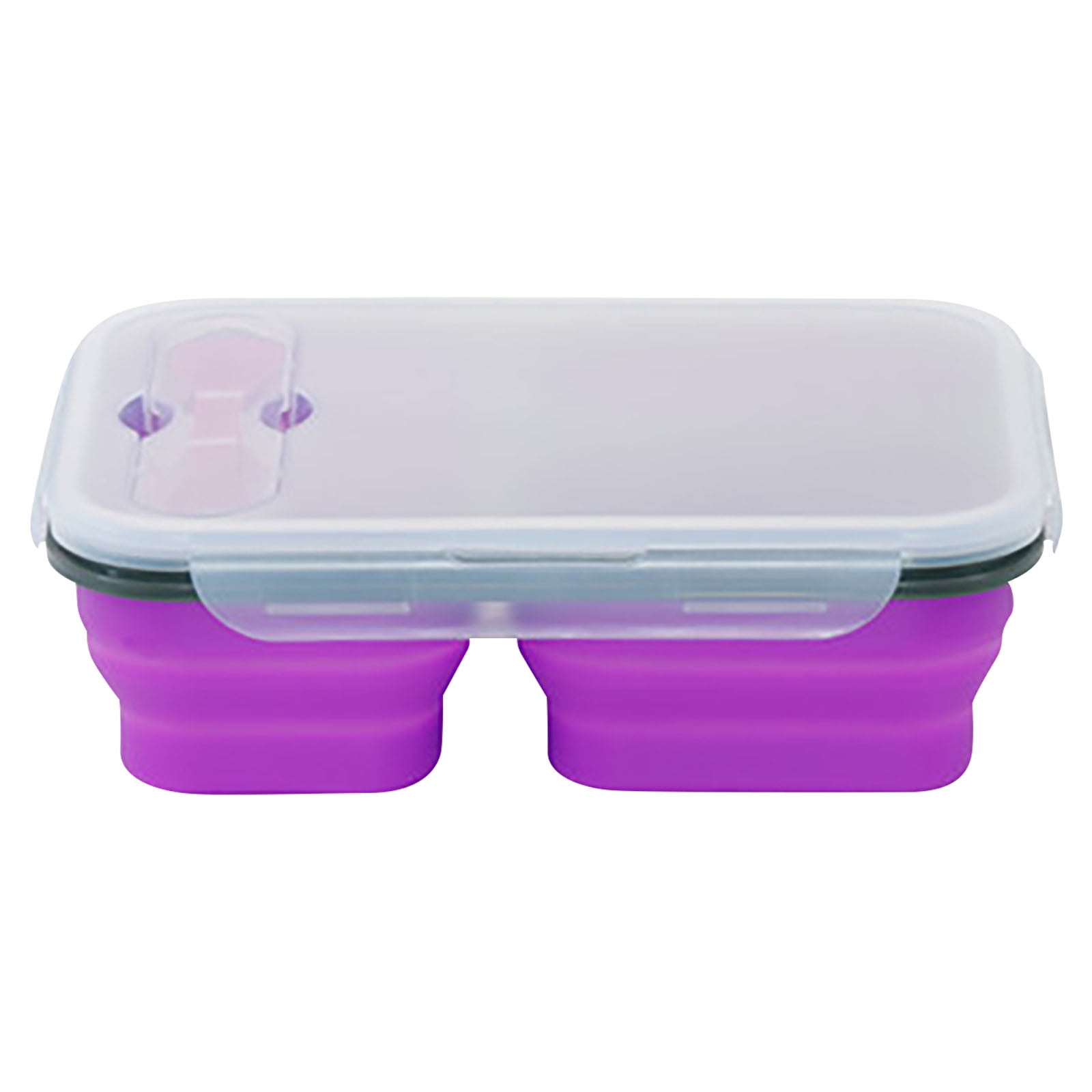 Lunch Box With Spoon Silicone Folding Microwave Oven Portable Lunch Box ...