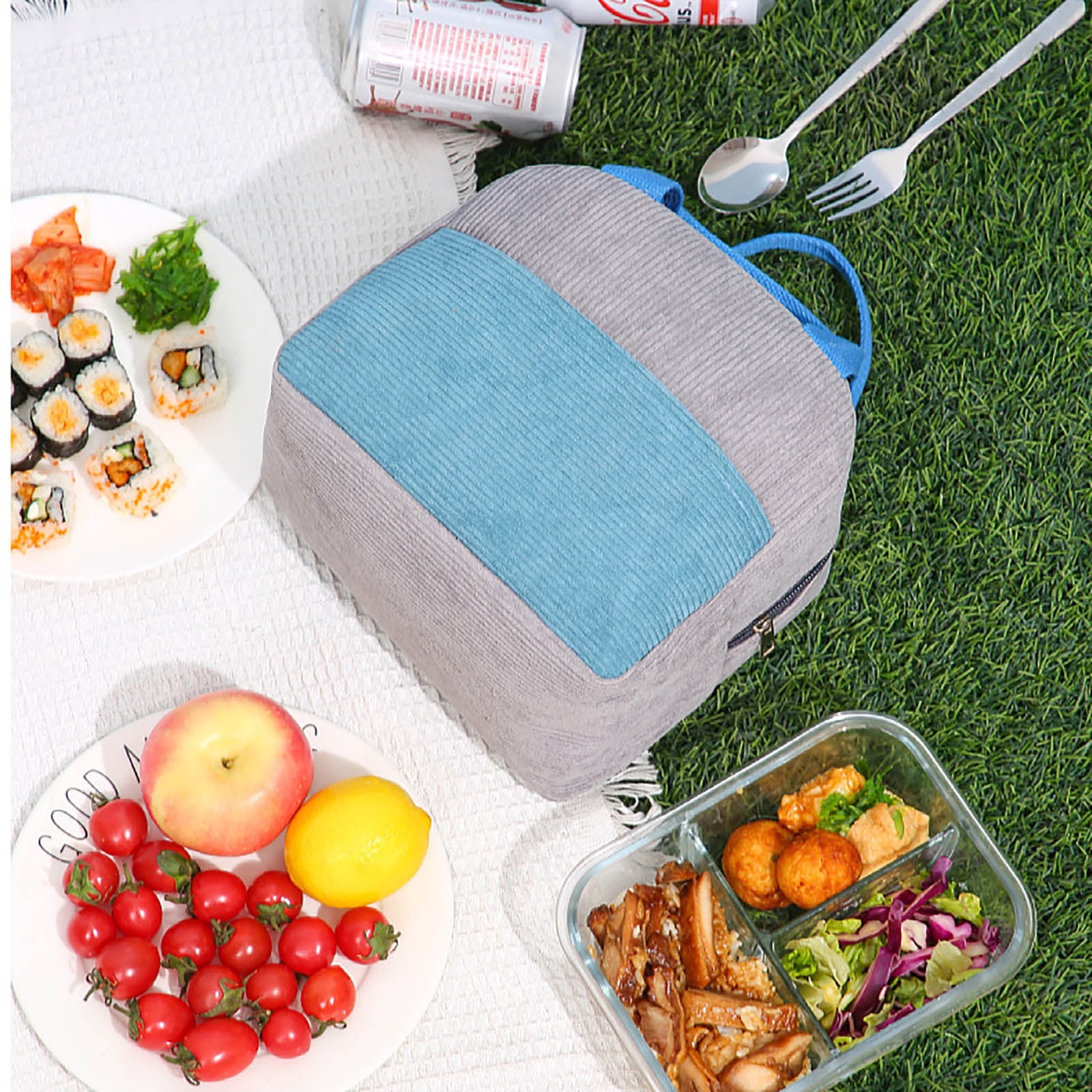 Lunch Box for Women Insulated Lunch Bag Corduroy Lunch Tote Bags ...