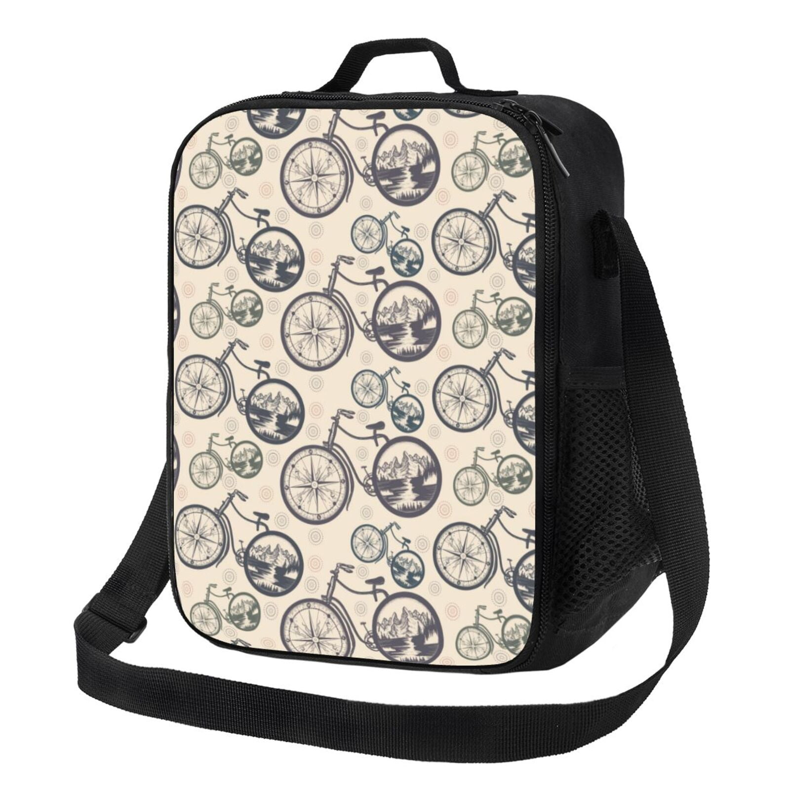 Lunch Box for Women Men Compass And Mountains In Bicycle Wheels ...