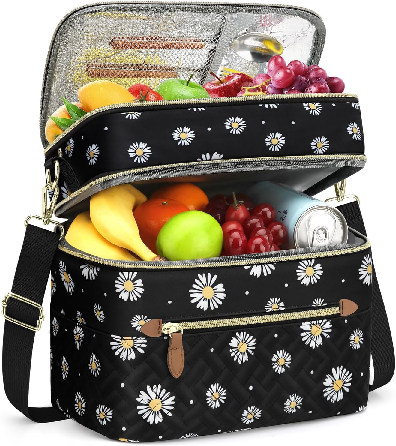 Lunch Box for Women Men ,Double Deck Insulated Lunch Bag Leakproof ...