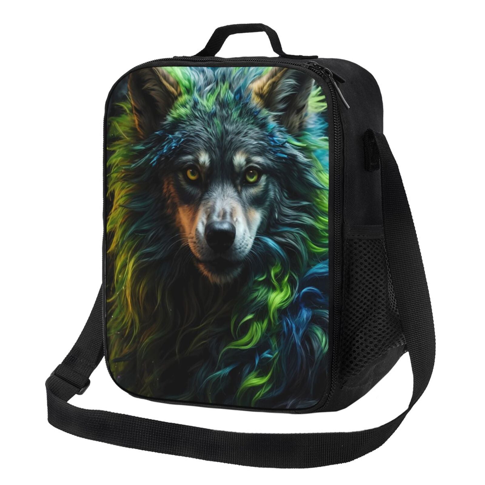 Lunch Box for Women Men Realistic Style Colorful Wolf A Insulated Lunch ...