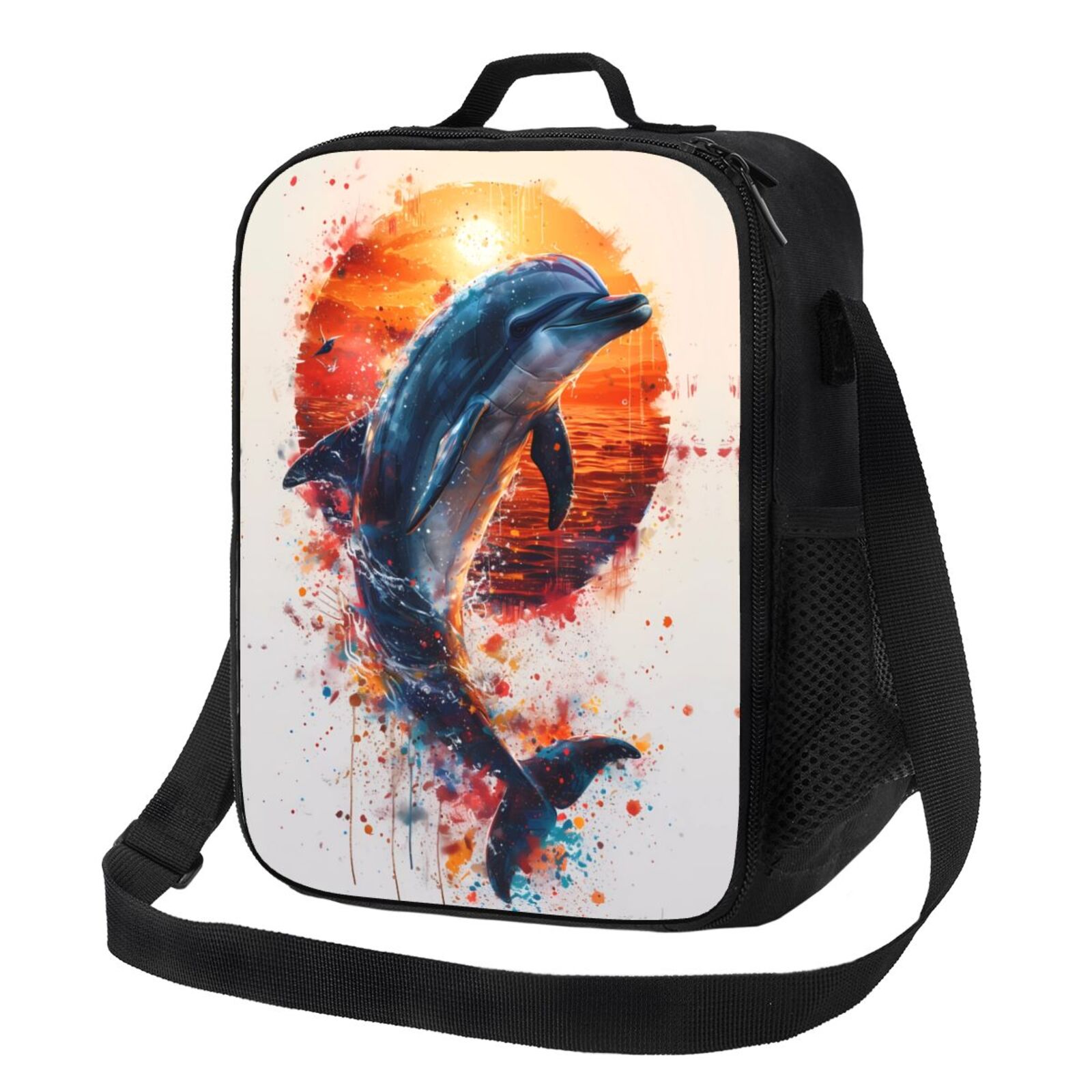 Lunch Box for Women Men Sunset Ocean Watercolor Dolphin Insulated Lunch ...