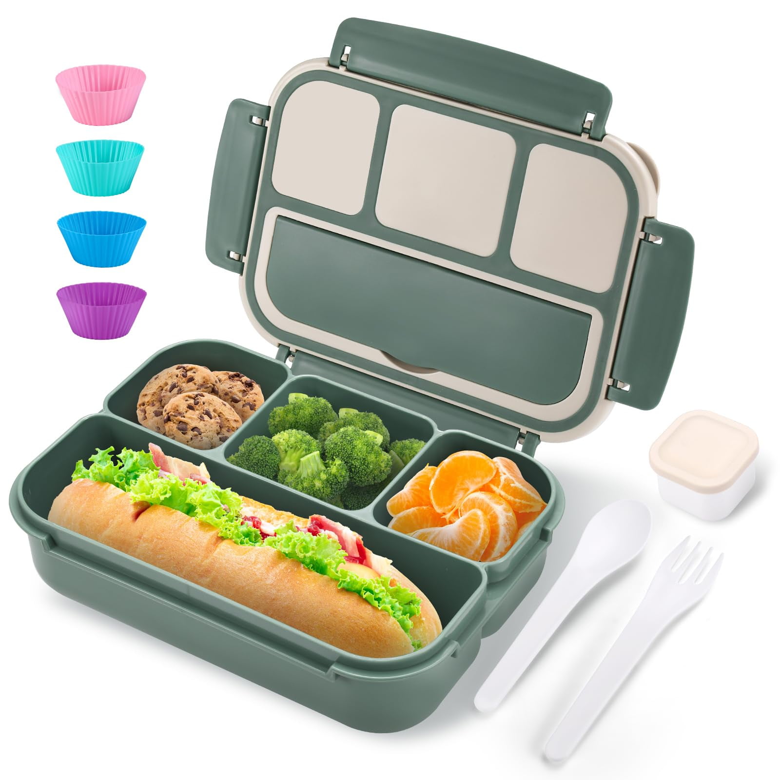 4 Compartment Bento Lunch Box for Adults Men Women, School Office Work ...
