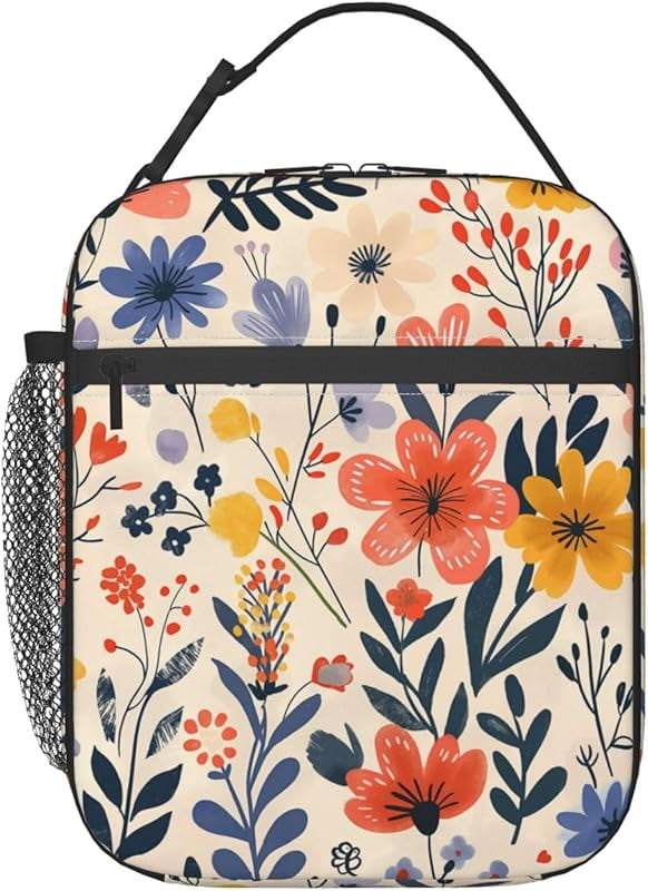Lunch Box for Adults Women Floral Lunch Box Insulated Cooler Reusable ...