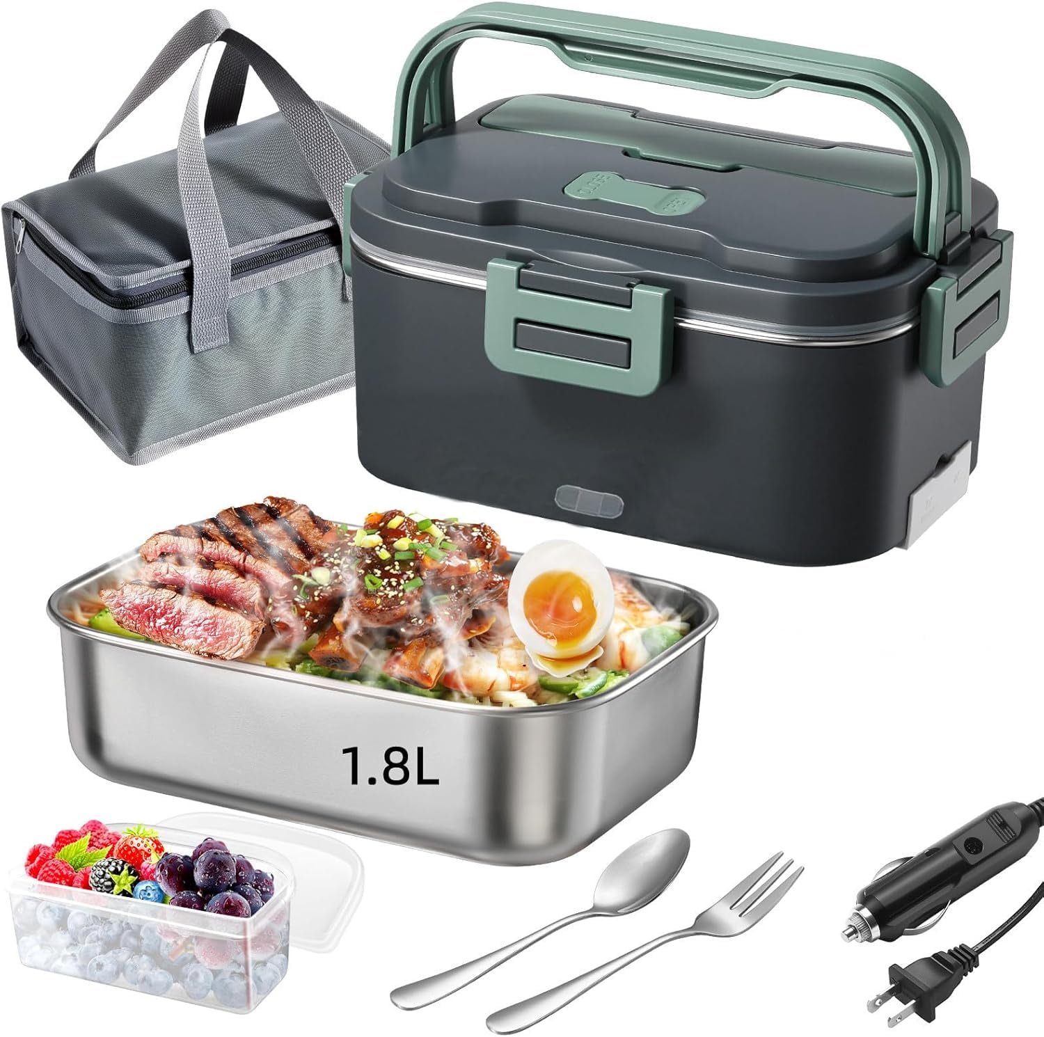 Lunch Box for Adultss 100W 1.8L Portable Heated lunch box for men 12V ...