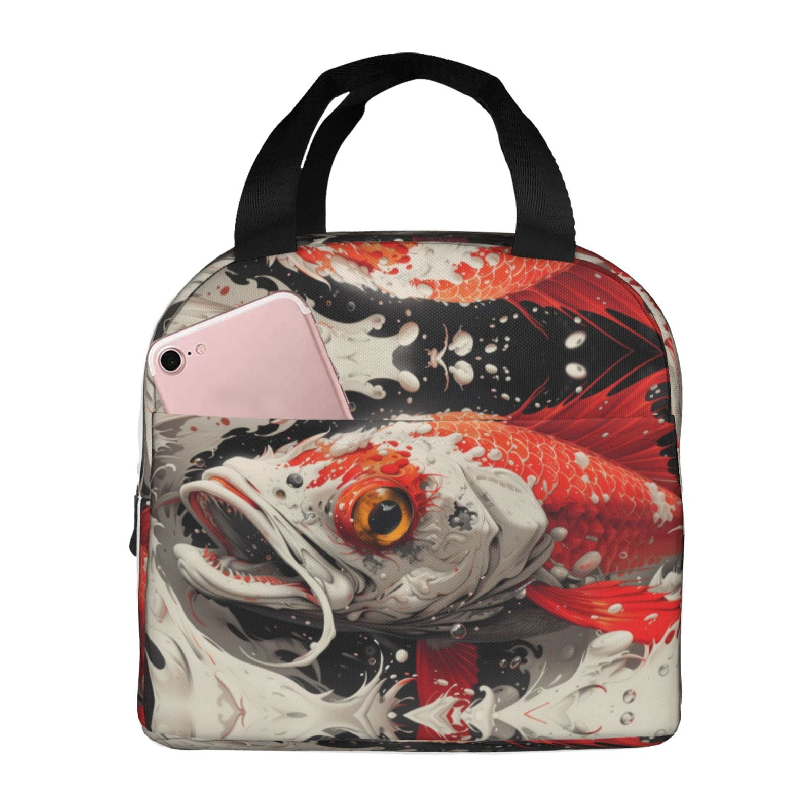 Lunch Box for Women Men Abstract Red Koi Fish Art Reusable Insulated ...