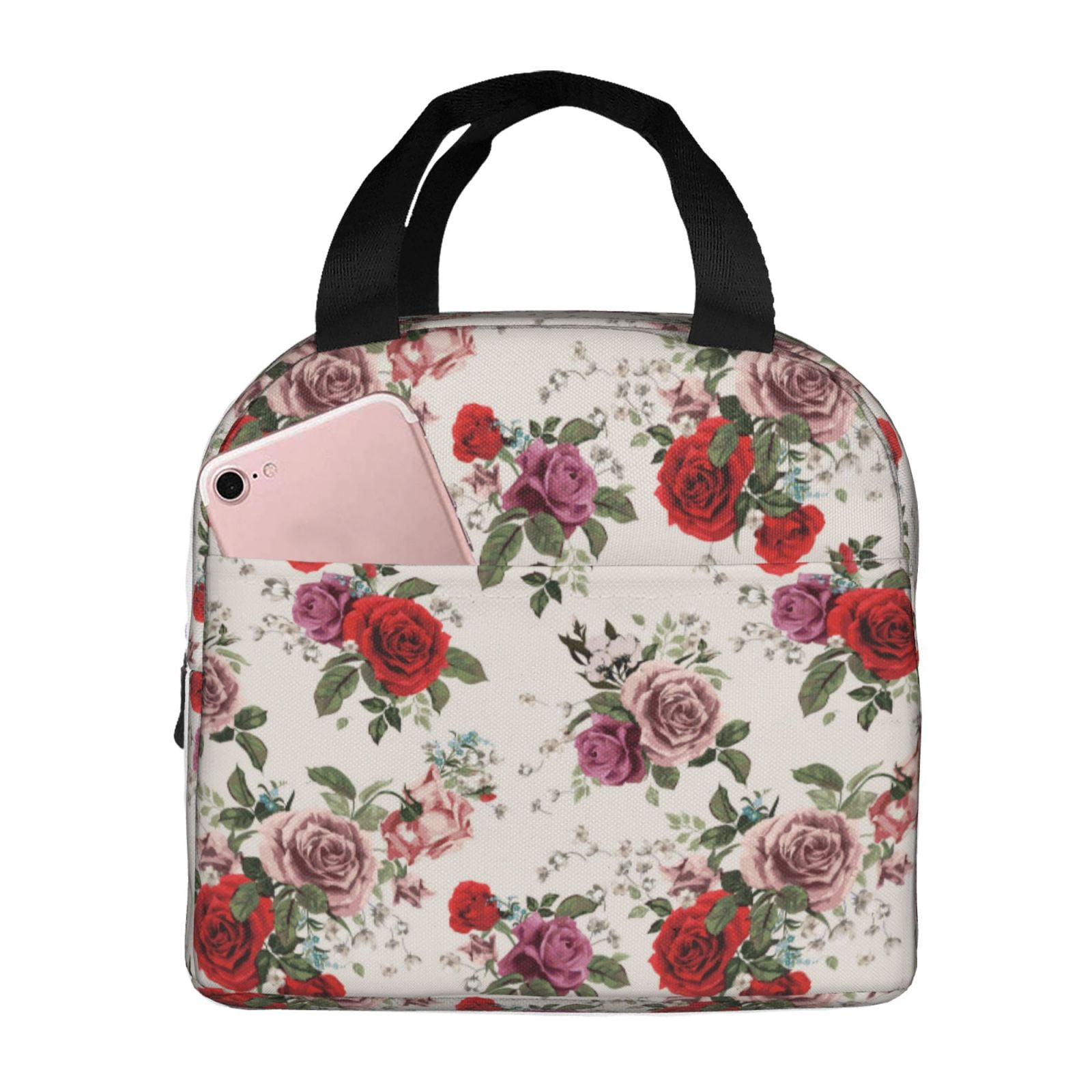 Lunch Box for Women Men Beautiful Red Rose Flowers Reusable Insulated ...