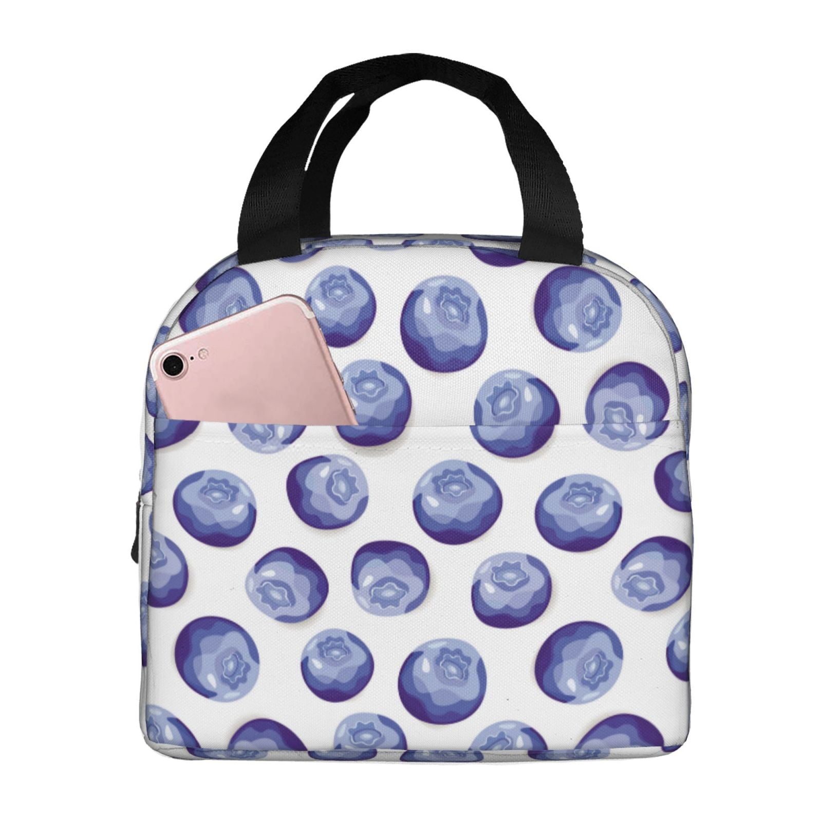 Lunch Box for Women Men Blueberry pattern white Reusable Insulated ...