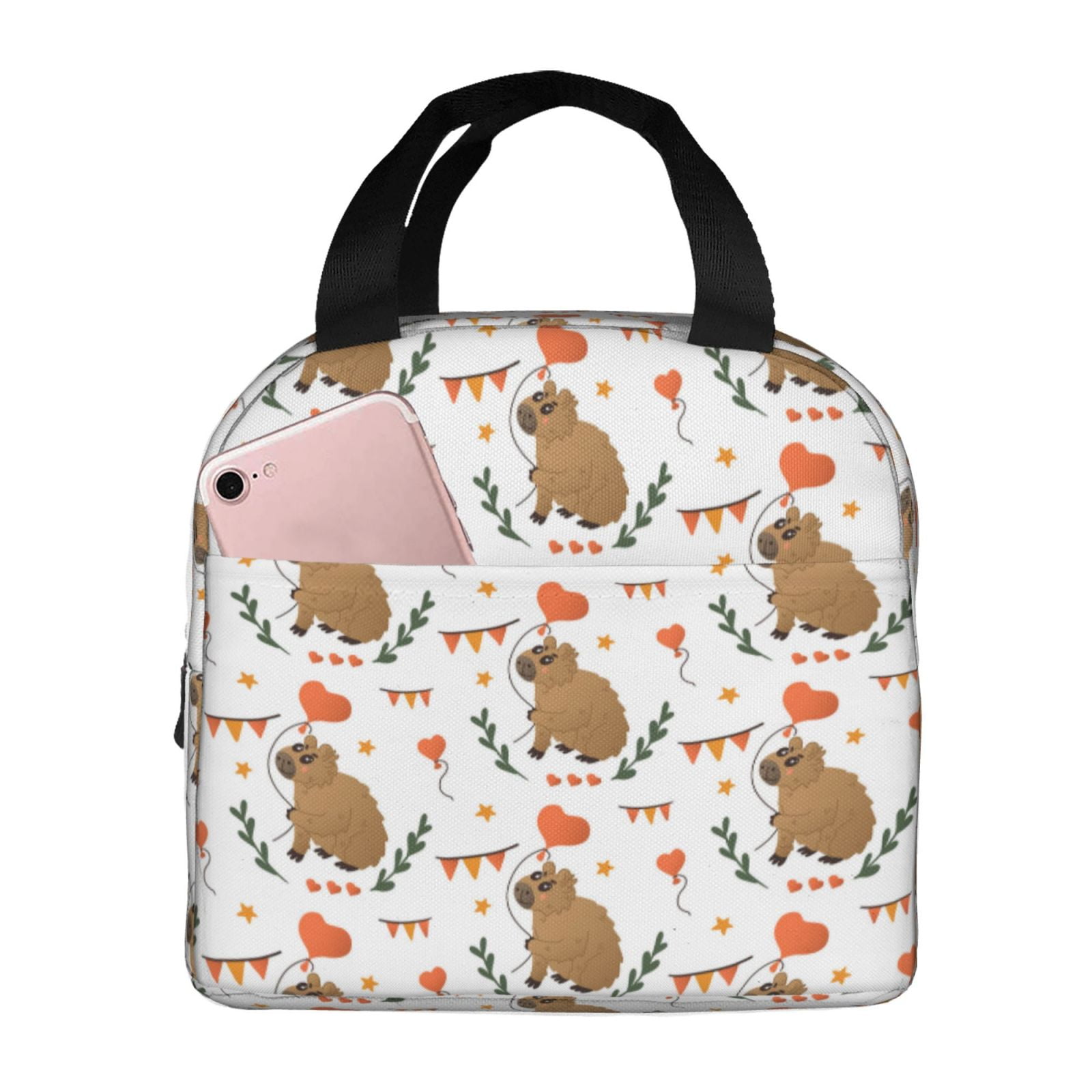 Lunch Box for Women Men Capybaras Heart Balloons Reusable Insulated ...