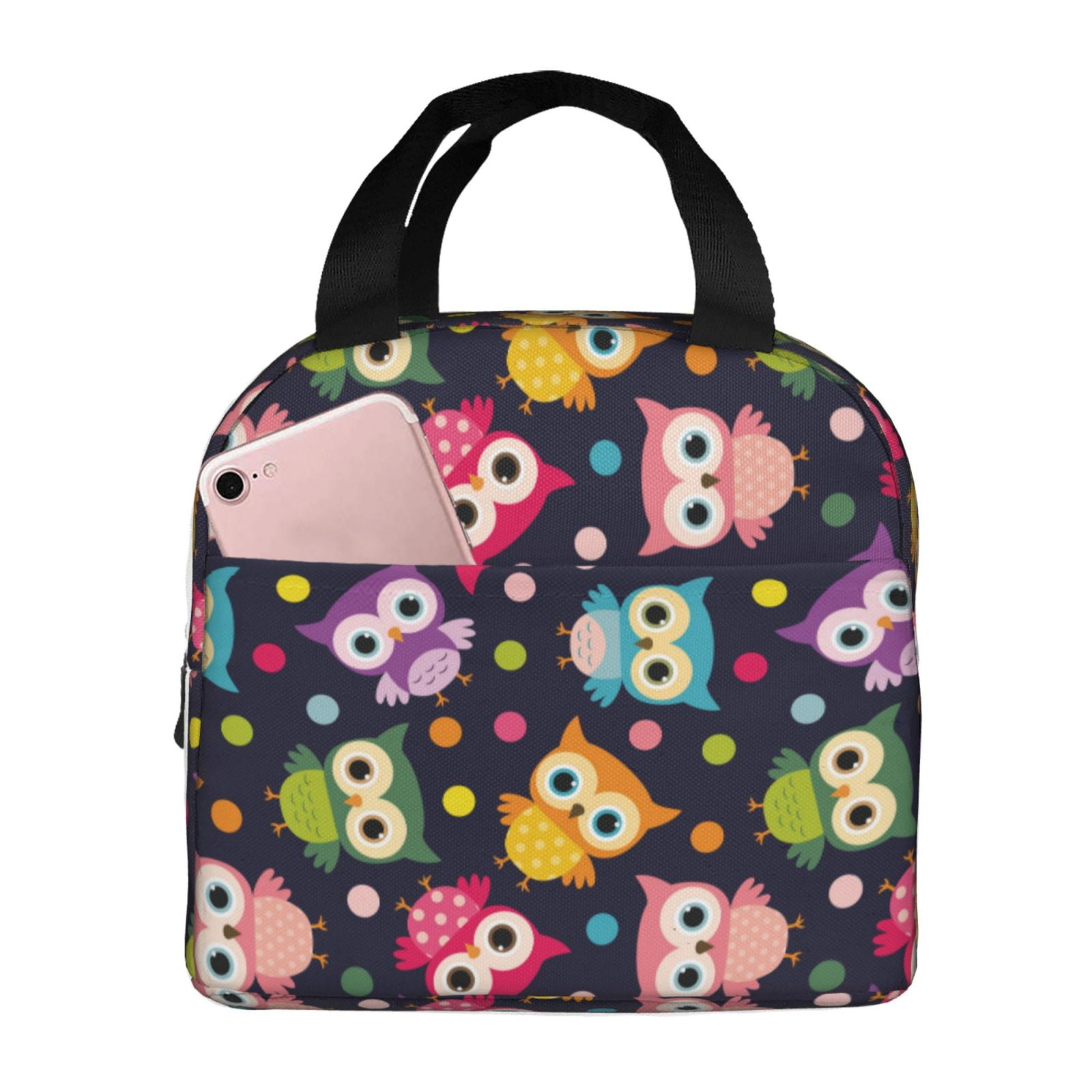 Lunch Box for Women Men Cartoon Cute Colorful Owls Reusable Insulated ...