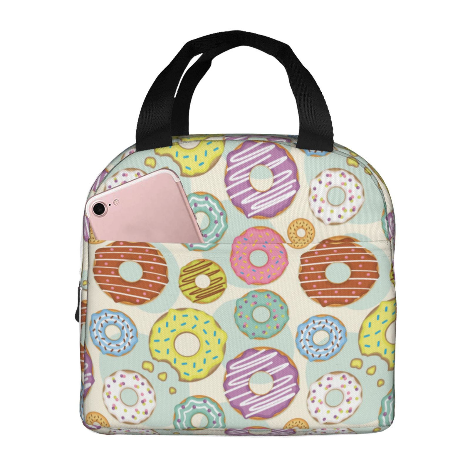 Lunch Box for Women Men Cartoon Donut Print Reusable Insulated Lunch ...