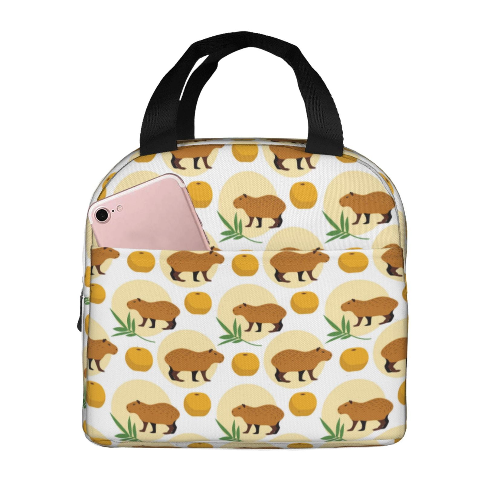 Lunch Box for Women Men Cartoon Orange Capybara Reusable Insulated ...