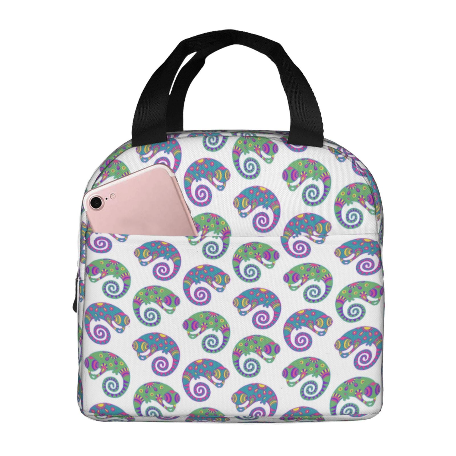 Lunch Box for Women Men Colorful Cartoon Cute Lizard Reusable Insulated ...